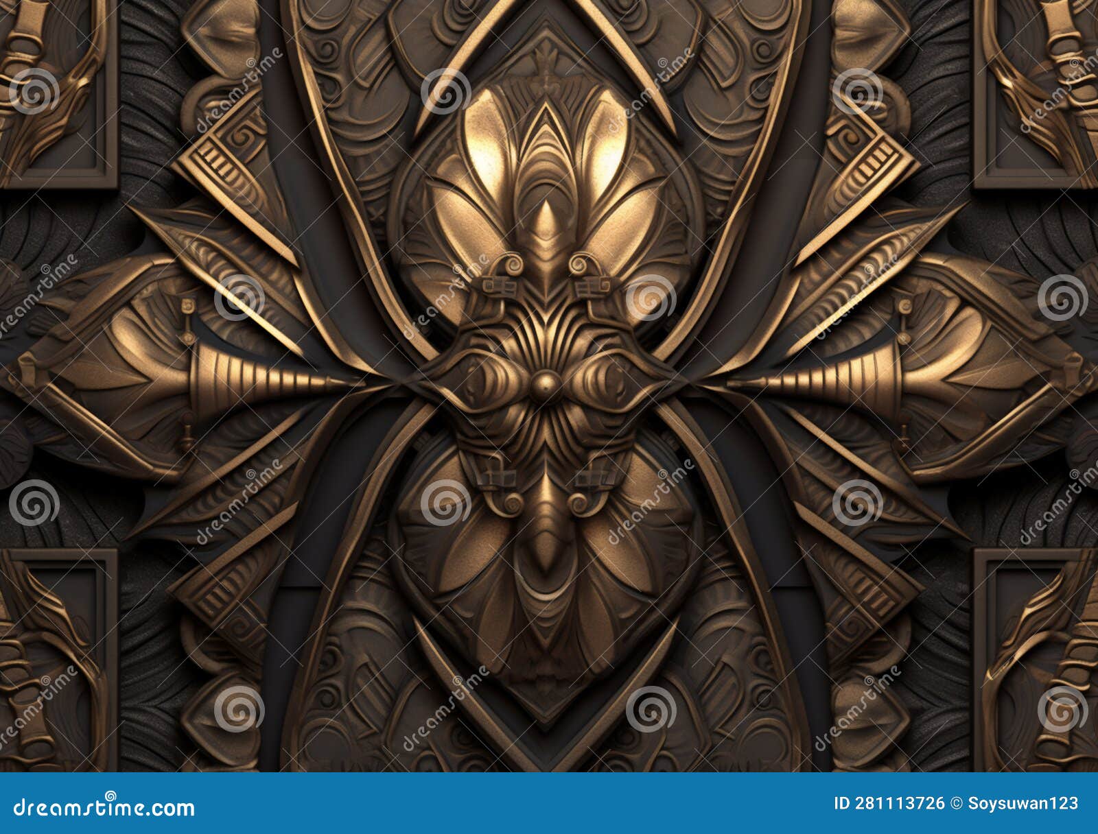 Gold Decorative Pattern with Pattern Black and Gold Generative a Stock ...