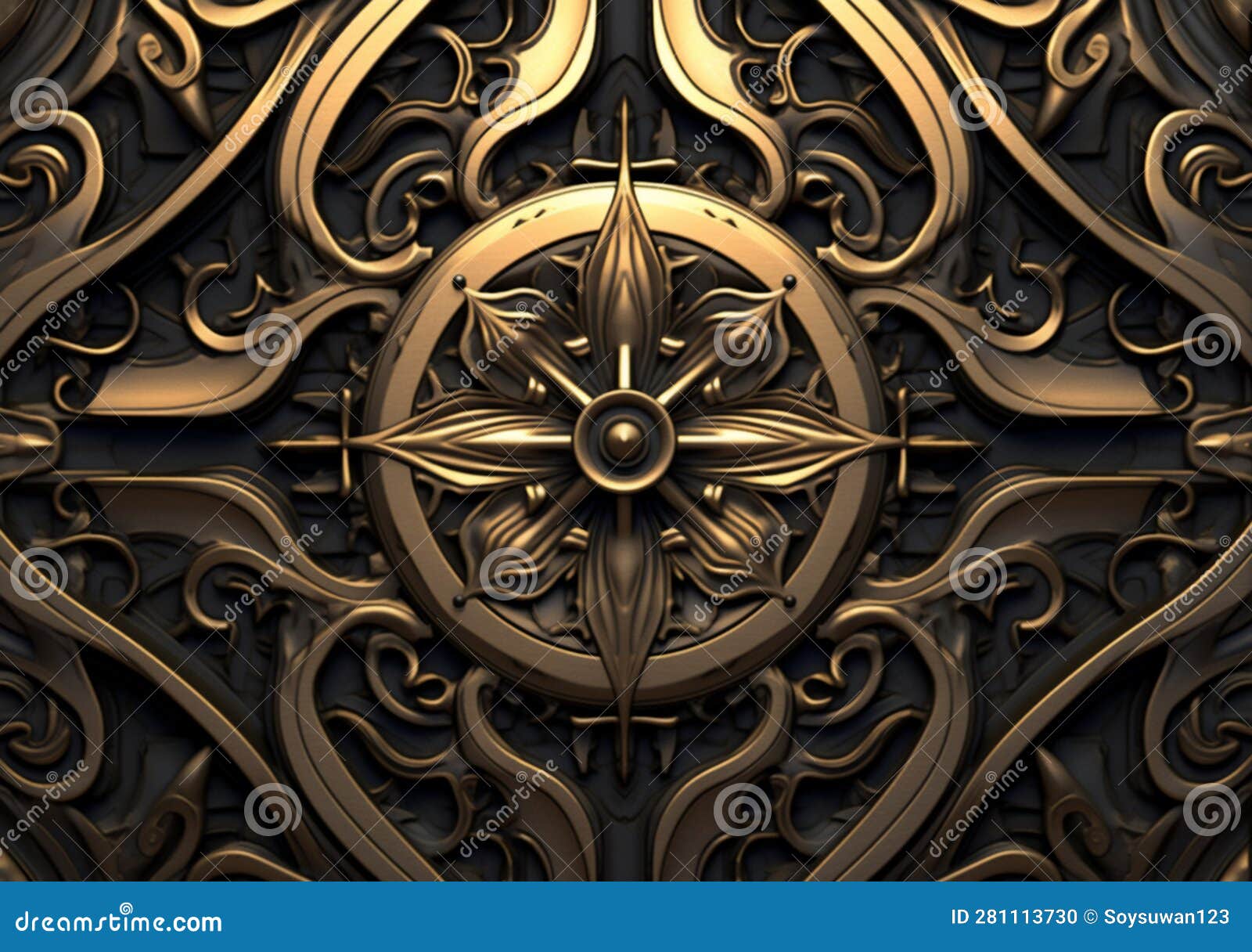 Gold Decorative Pattern with Pattern Black and Gold Generative a Stock ...