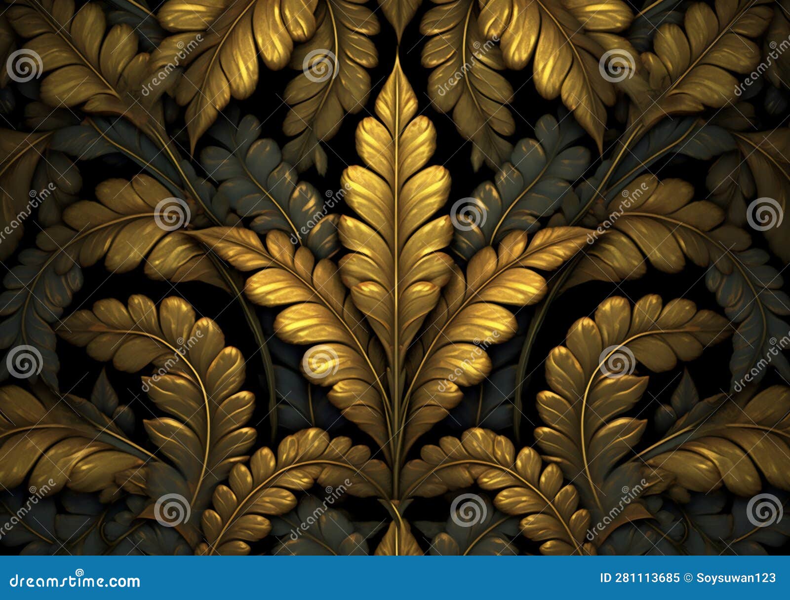 Gold Decorative Pattern with Pattern Black and Gold Generative a Stock ...