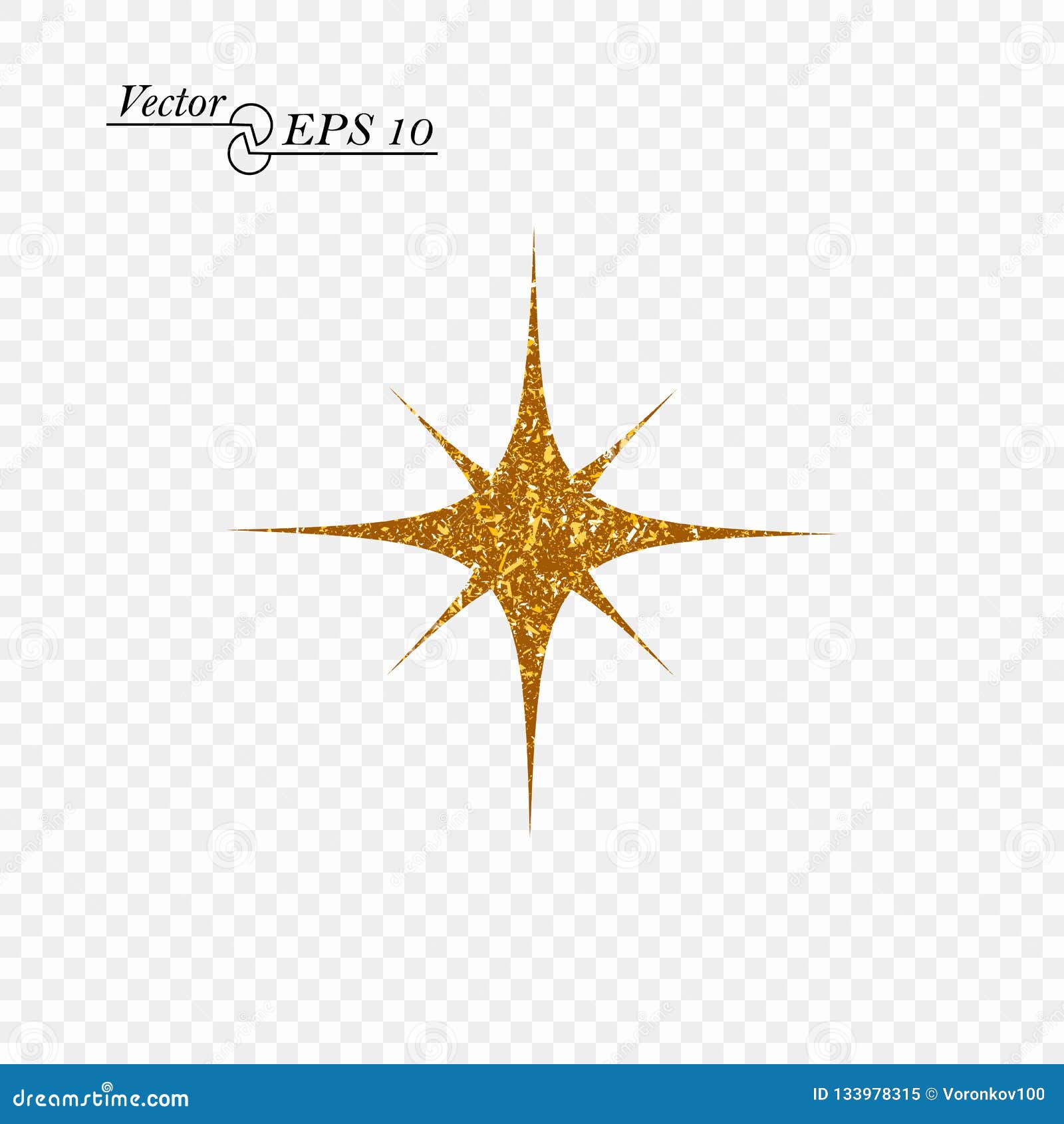 Gold Decorative Star for Design. Vector Element Isolated by Transparent ...