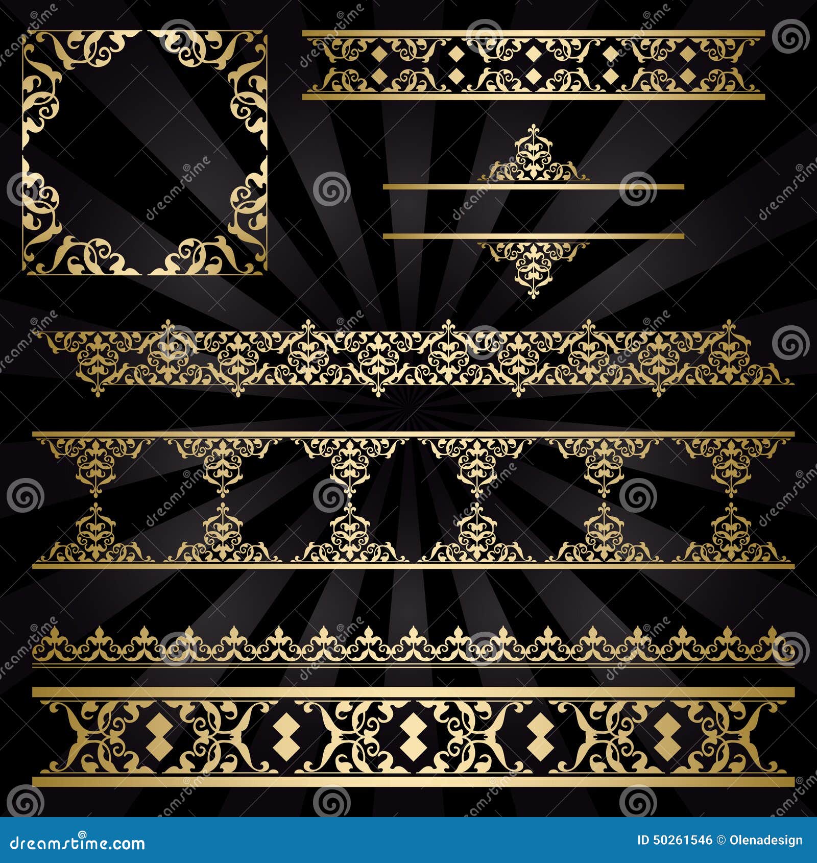 Gold Vector Decorative Vintage Ornaments - Set Stock Vector ...