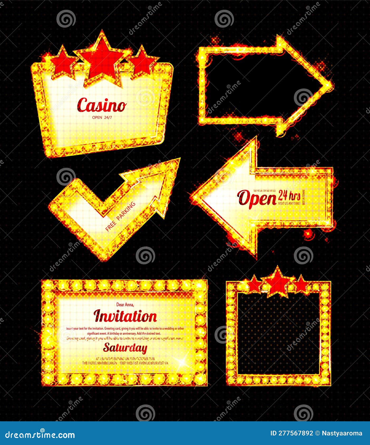 Gold Design Elements with Light Bulbs Stock Vector - Illustration of ...