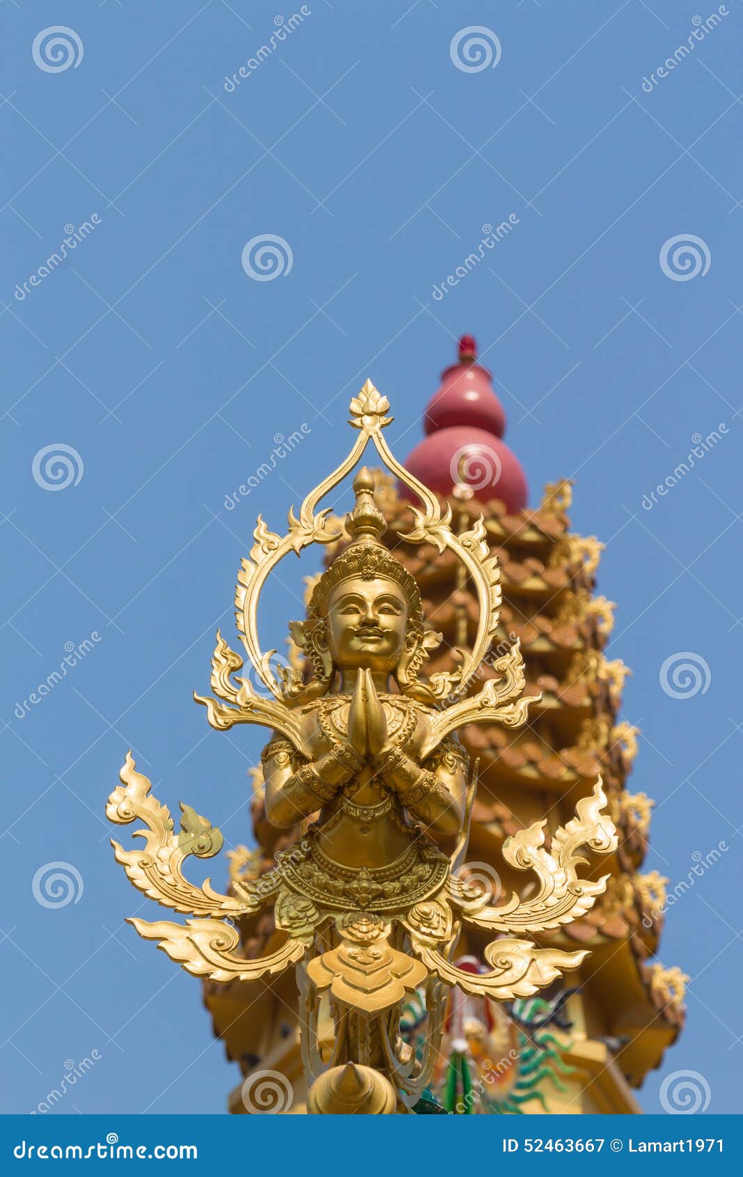 The gold deva statue stock image. Image of asian, architecture - 52463667