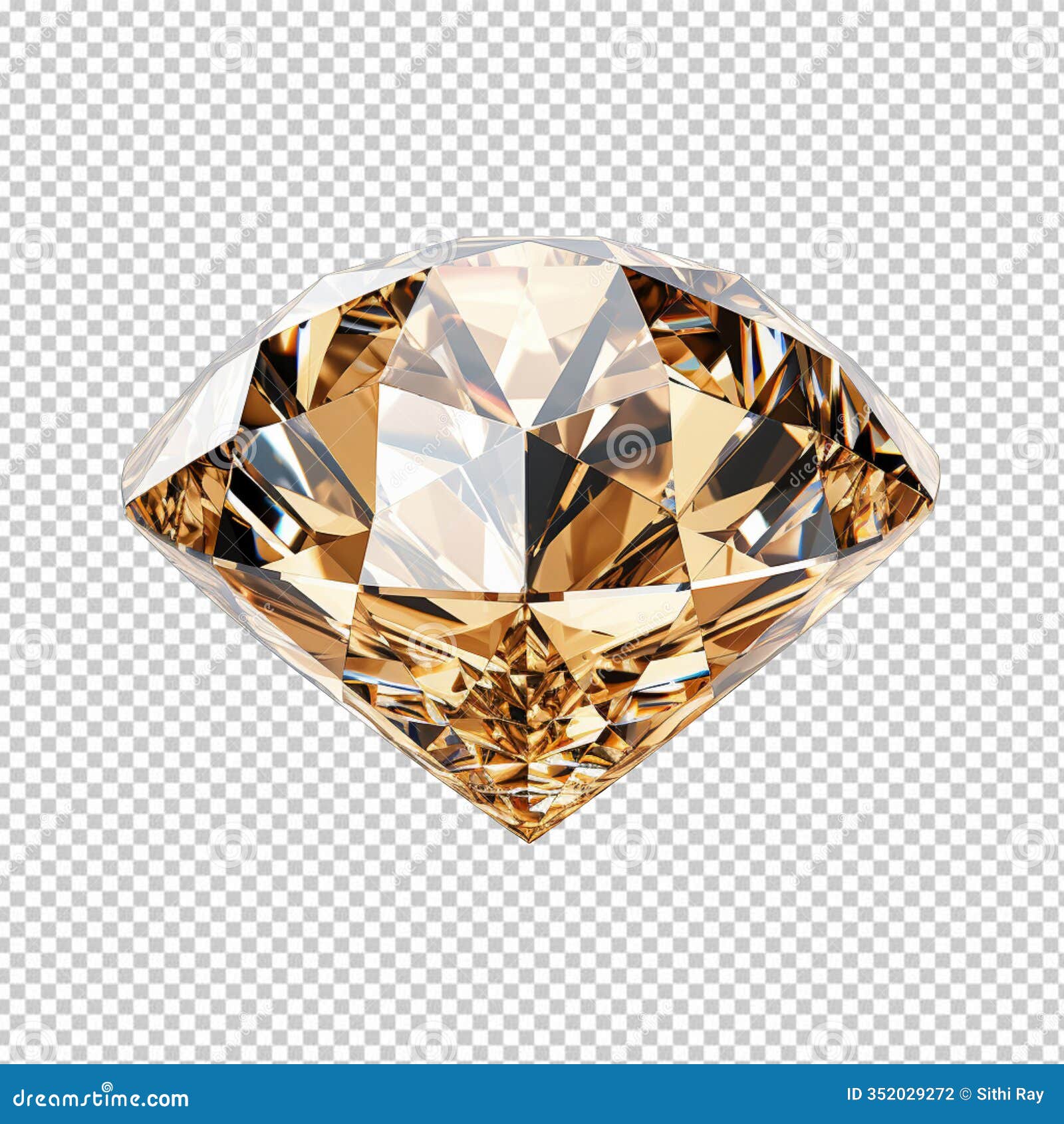 Gold Diamond with Carving Isolated on Transparent Background Stock ...