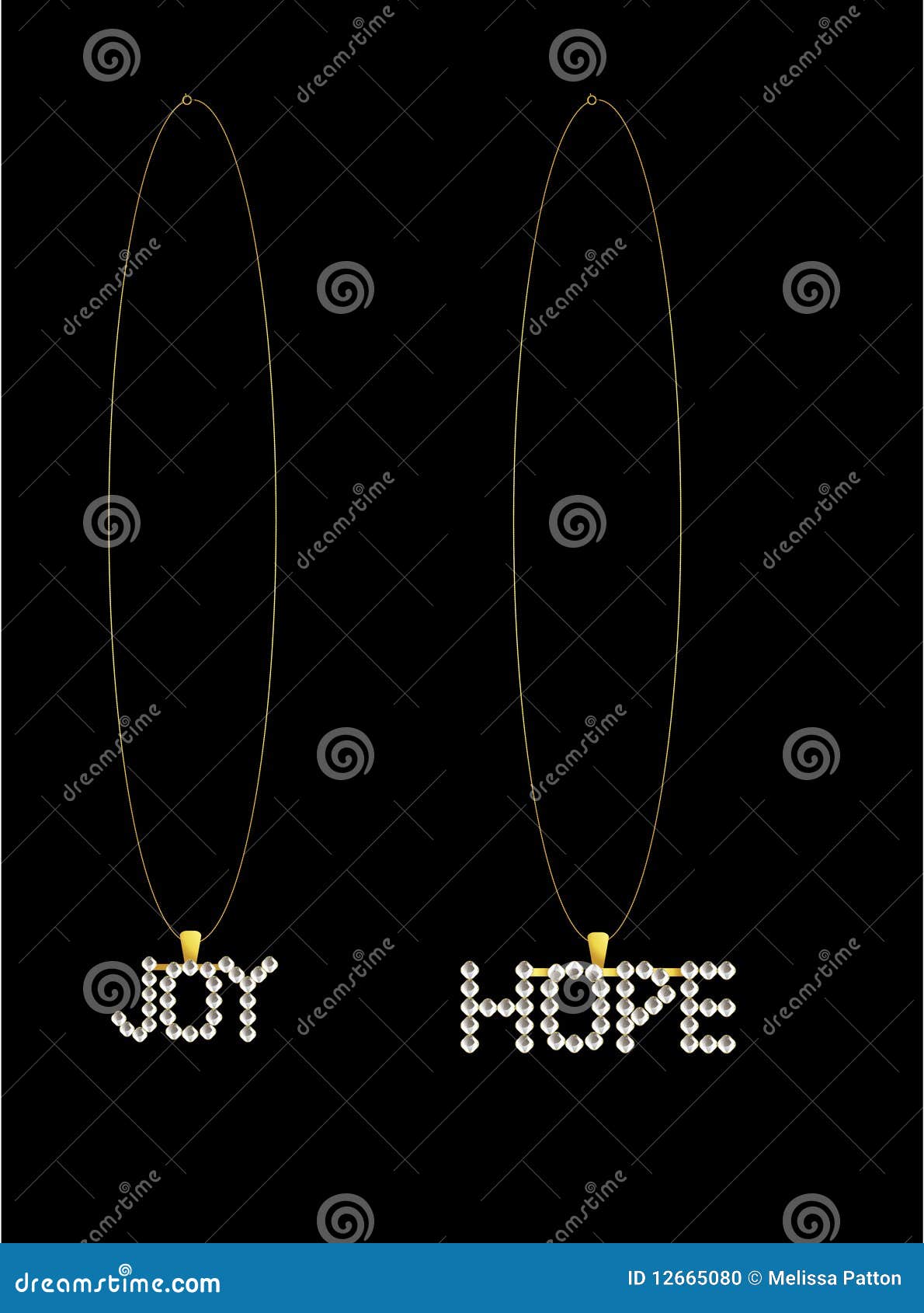 Gold Diamond Hope and Joy Necklaces Stock Vector - Illustration of ...
