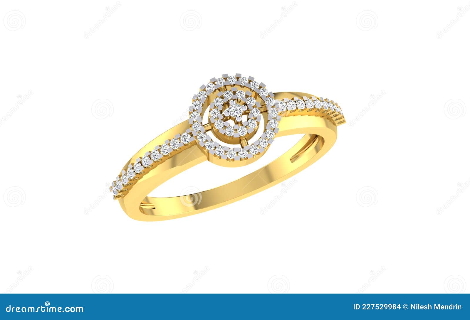 Gold and Diamond Ring Double Rounded Shape Design on White Transparent ...