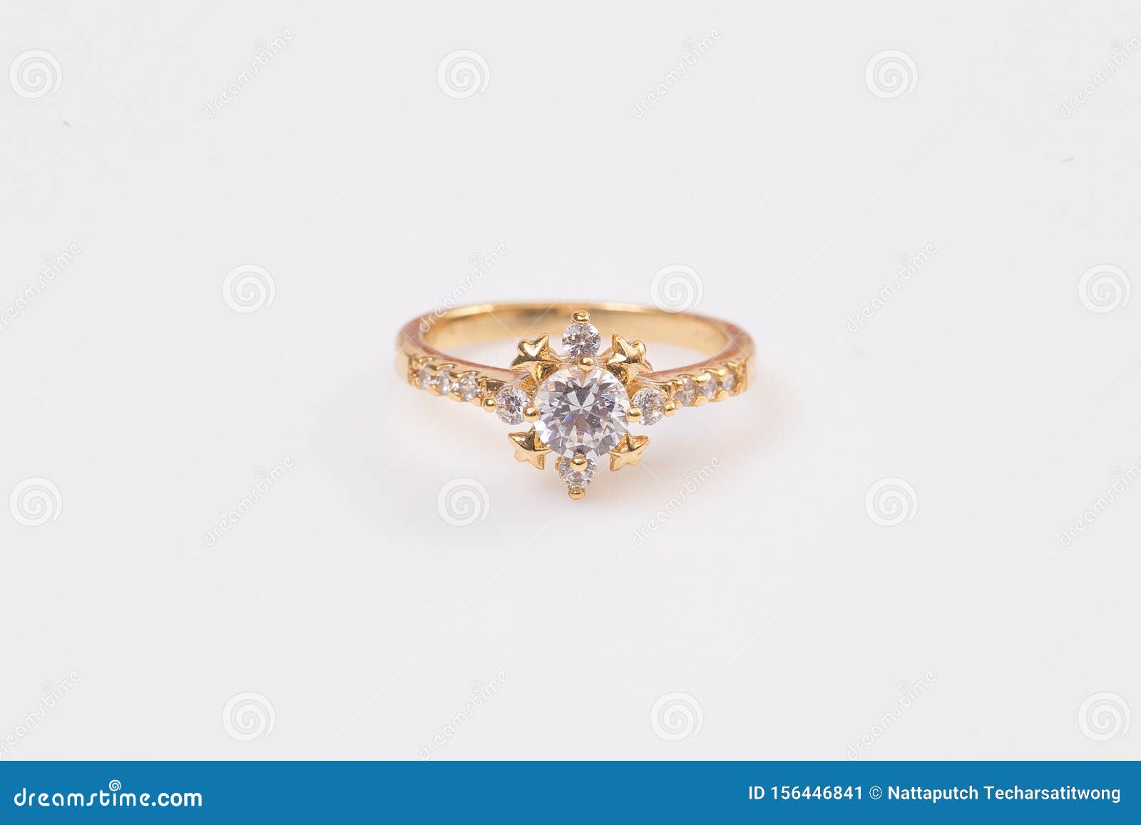Gold Diamond Ring on White Background Stock Image - Image of beautiful ...