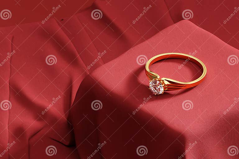 Gold Diamond Ring Isolated on White Background, 3D Rendering Stock ...