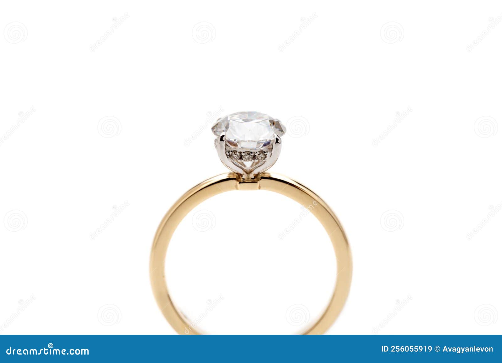 Gold Diamond Ring on White Background Stock Image - Image of platinum ...