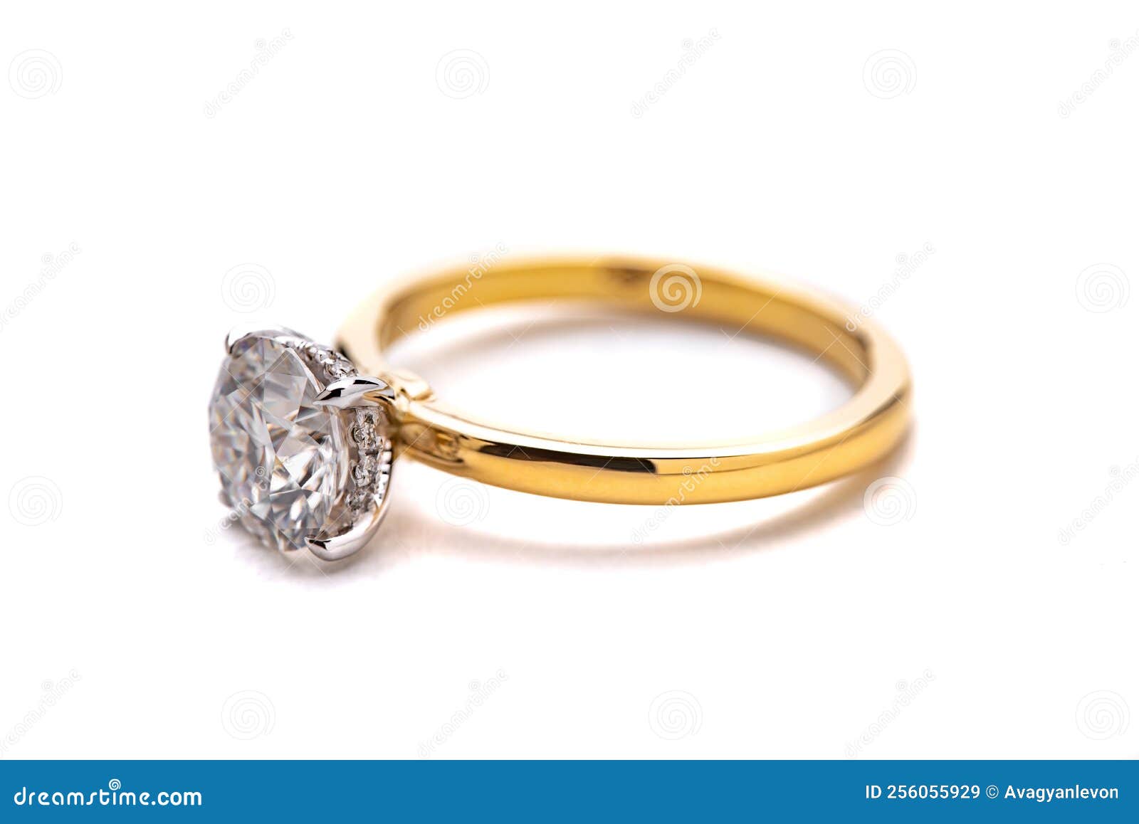 Gold Diamond Ring on White Background Stock Image - Image of luxury ...