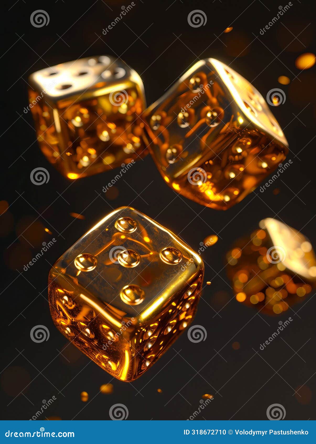 Gold Dice Flying in the Air Stock Photo - Image of generated, fall ...