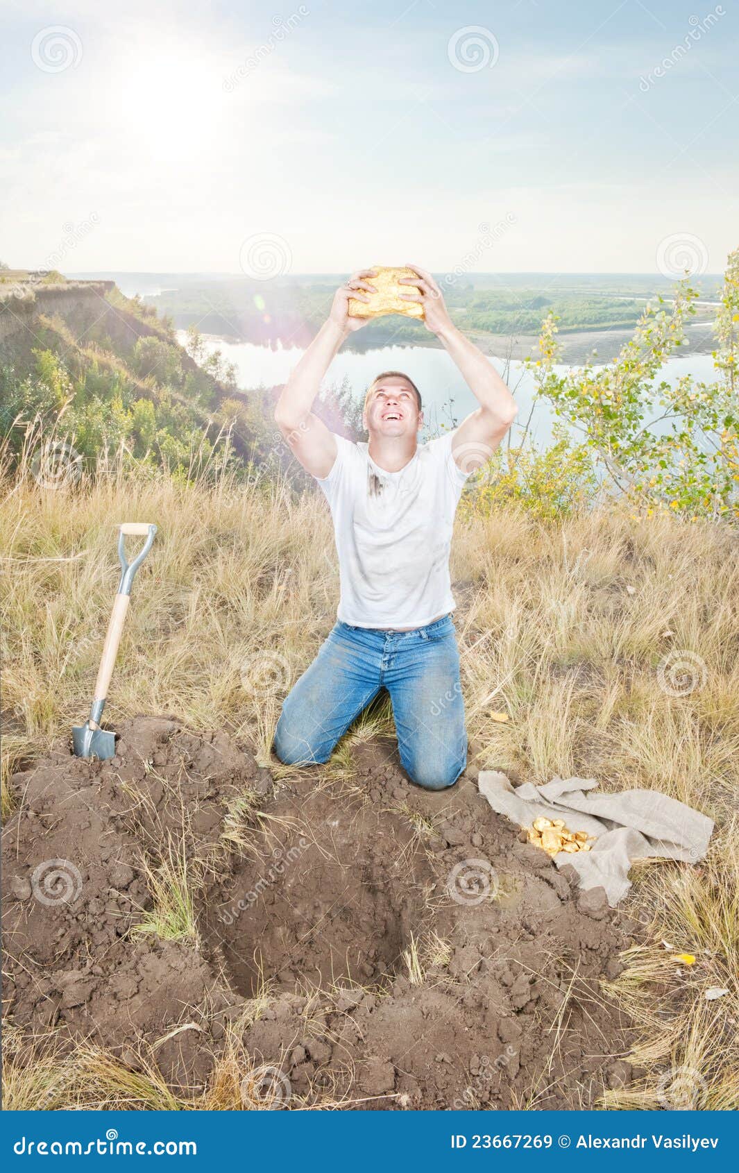 Gold digger stock image. Image of happy, yellow, precipice - 23667269