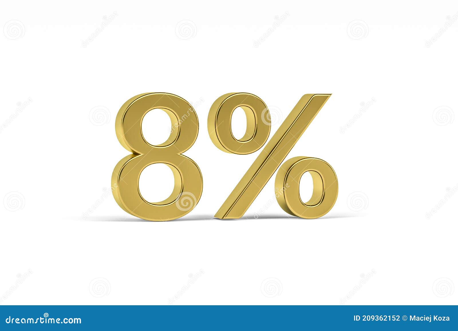 Gold Digit Eight with Percent Sign - 8 Isolated on White Stock ...