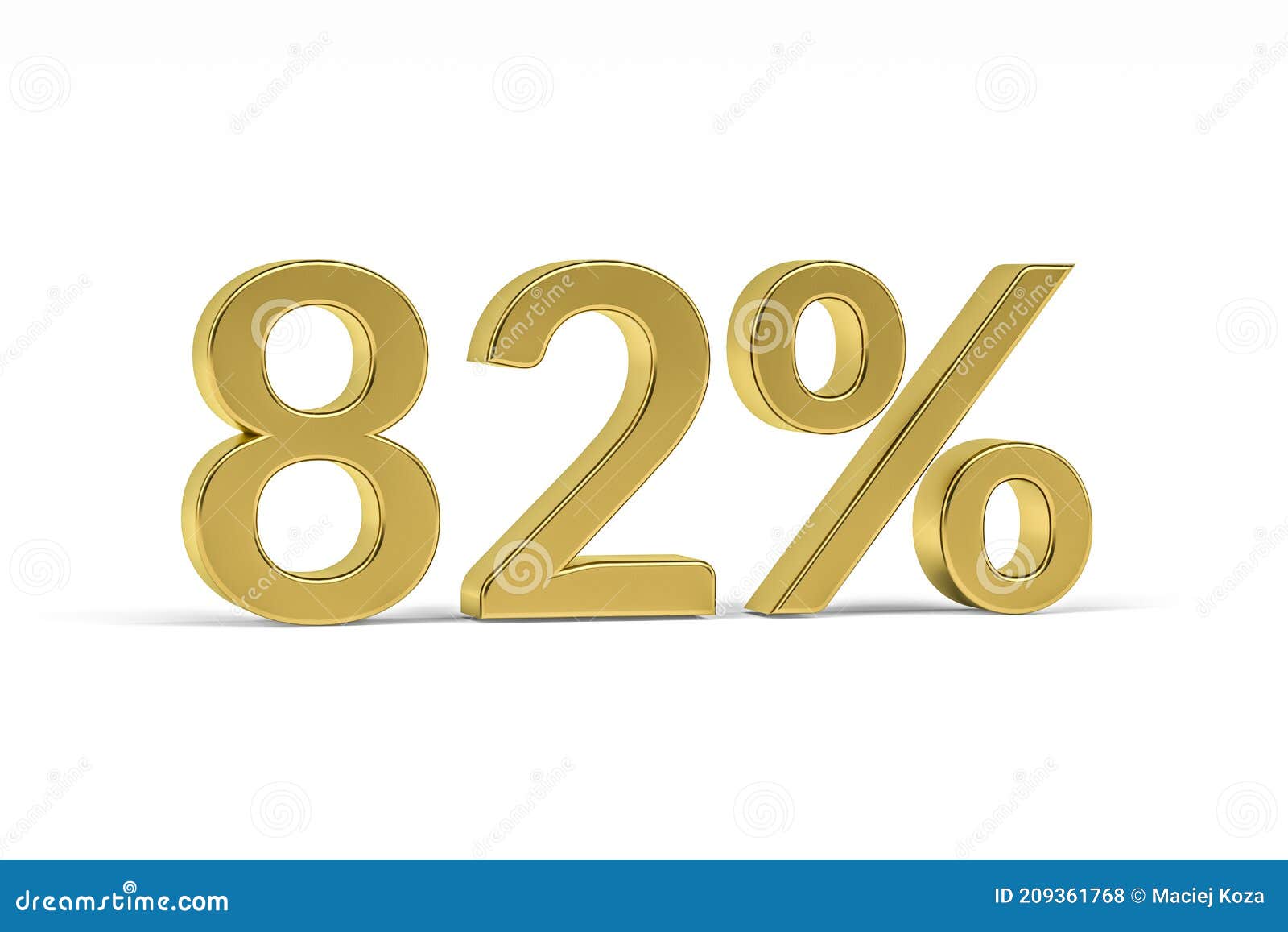 Gold Digit Eighty Two with Percent Sign - 82 Isolated on White Stock ...