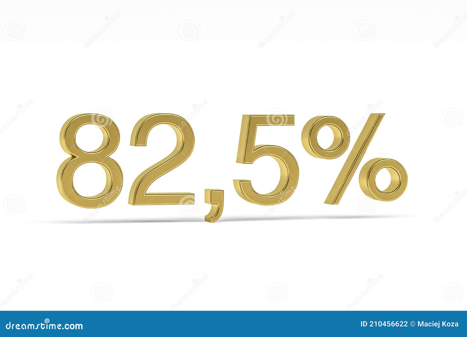 Gold Digit Eighty-two Point Five with Percent Sign - 82,5 Isolated on ...