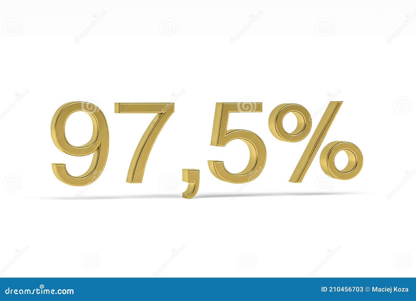 Gold Digit Ninety-seven Point Five with Percent Sign - 97,5 Isolated on ...