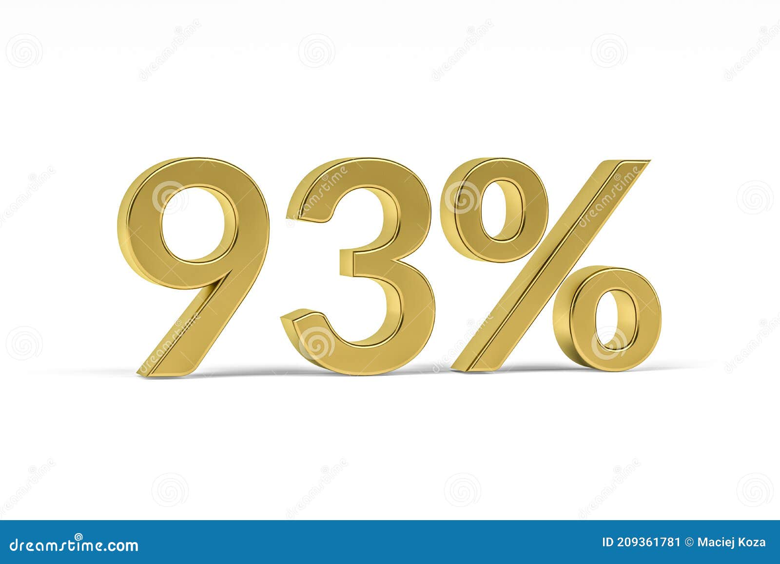 Gold Digit Ninety Three with Percent Sign - 93 Isolated on White Stock ...