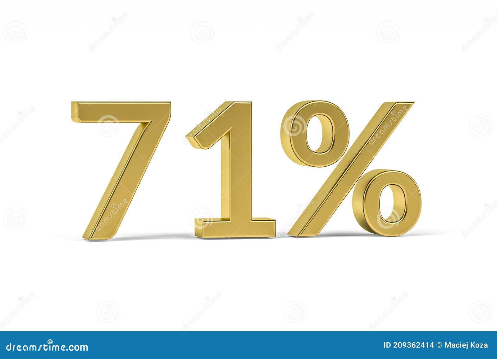 Gold Digit Seventy One with Percent Sign - 71 Isolated on White Stock ...