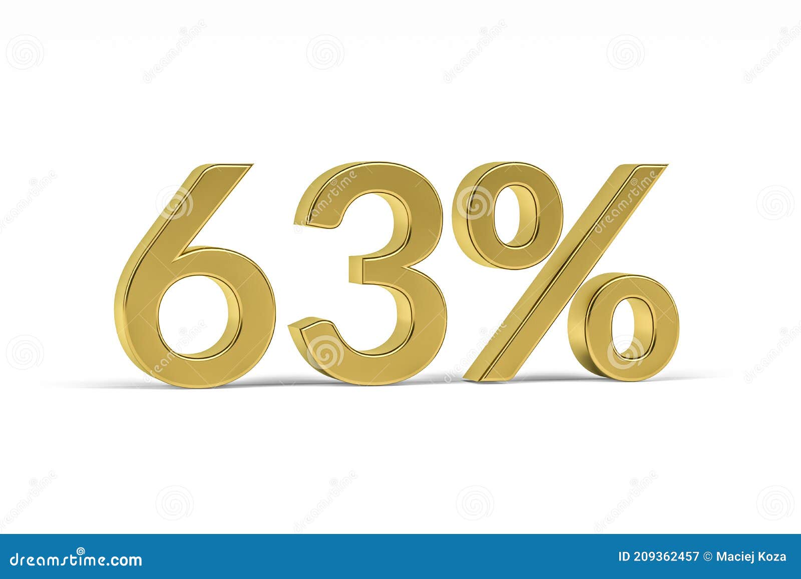 Gold Digit Sixty Three with Percent Sign - 63 Isolated on White Stock ...