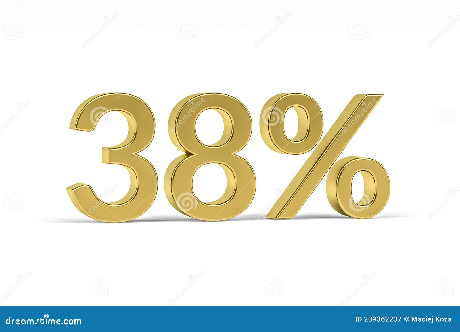 Gold Digit Thirty Eight with Percent Sign - 38 Isolated on White Stock ...