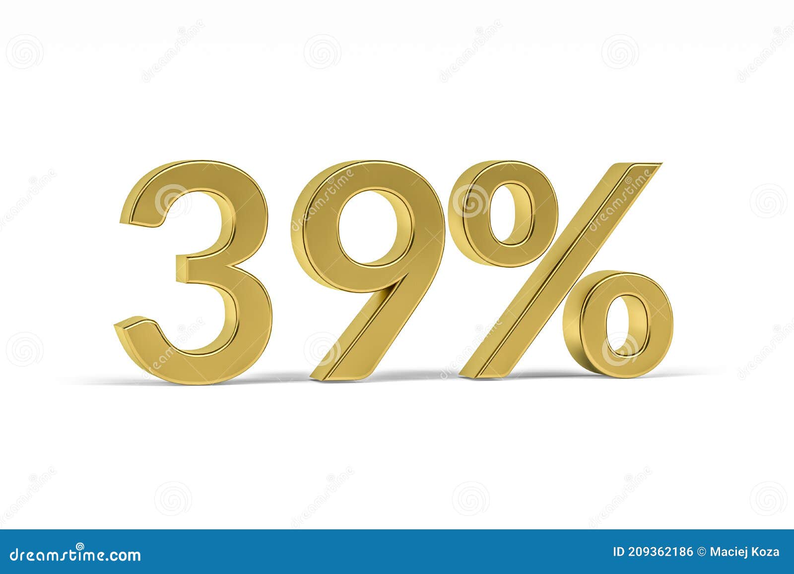 Gold Digit Thirty Nine with Percent Sign - 39 Isolated on White Stock ...
