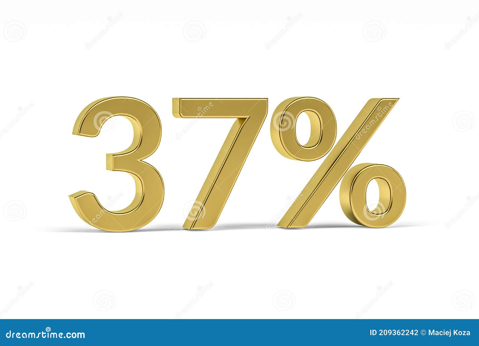Gold Digit Thirty Seven with Percent Sign - 37 Isolated on White Stock ...