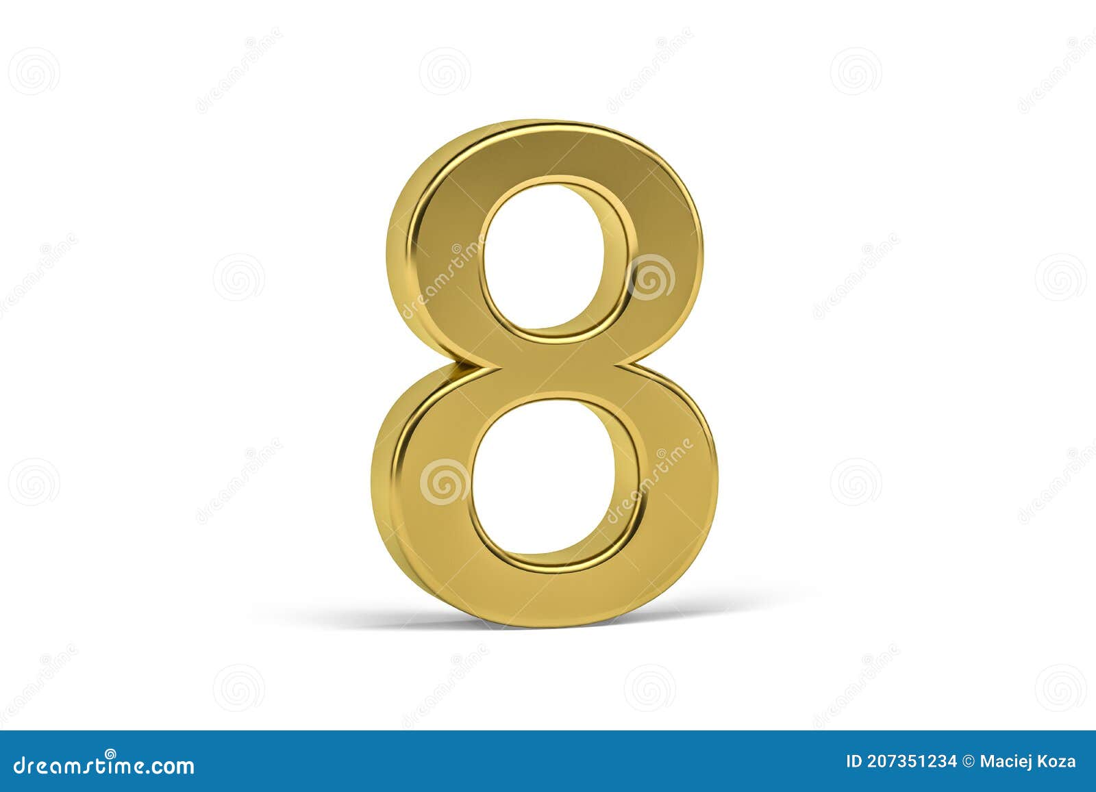 Gold Digit 8 - Three Dimensional Digit 8 on White Background Stock ...