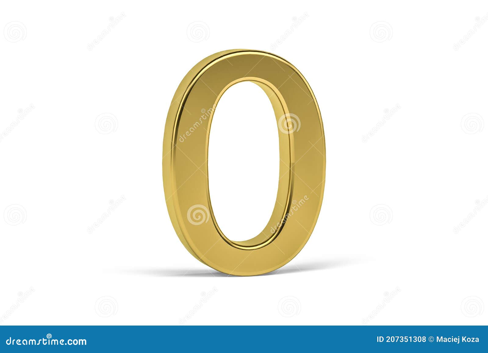 Gold Digit 0 - Three Dimensional Digit 0 on White Background Stock ...