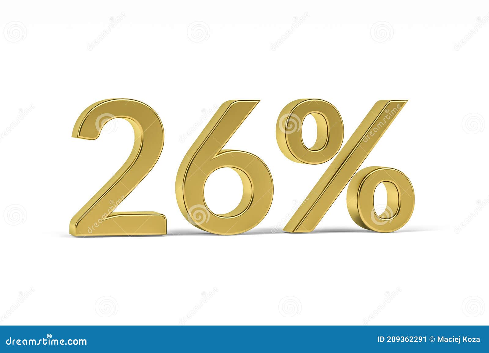 Gold Digit Twenty Six with Percent Sign - 26 Isolated on White Stock ...