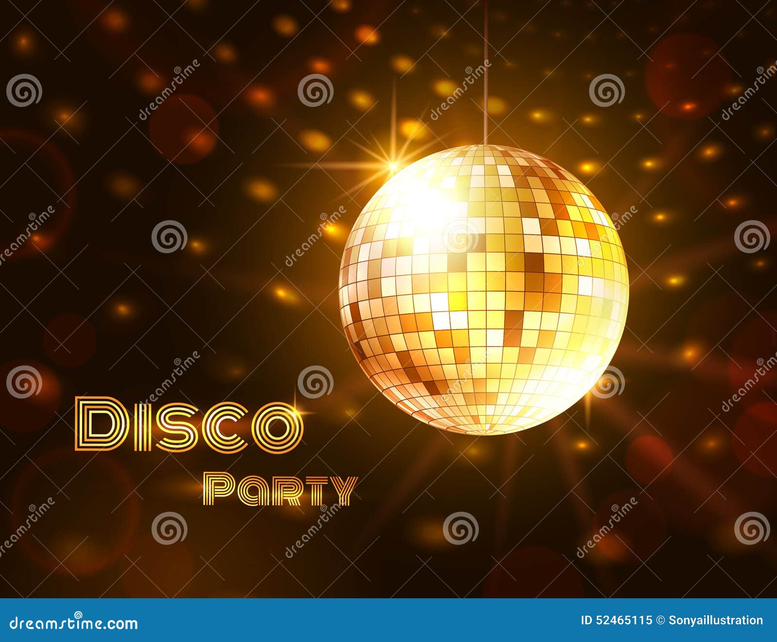 Gold Disco Ball. Vector Illustration Stock Vector - Illustration of ...