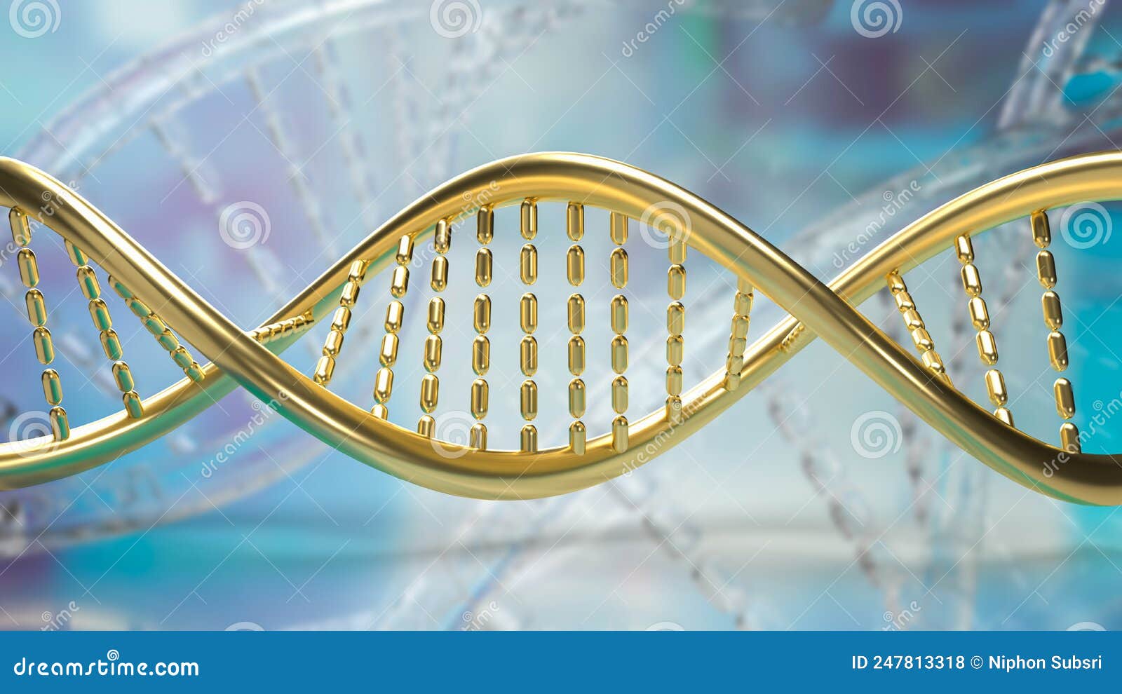 The Gold Dna on Sci Background for Medical or Education Concept 3d ...