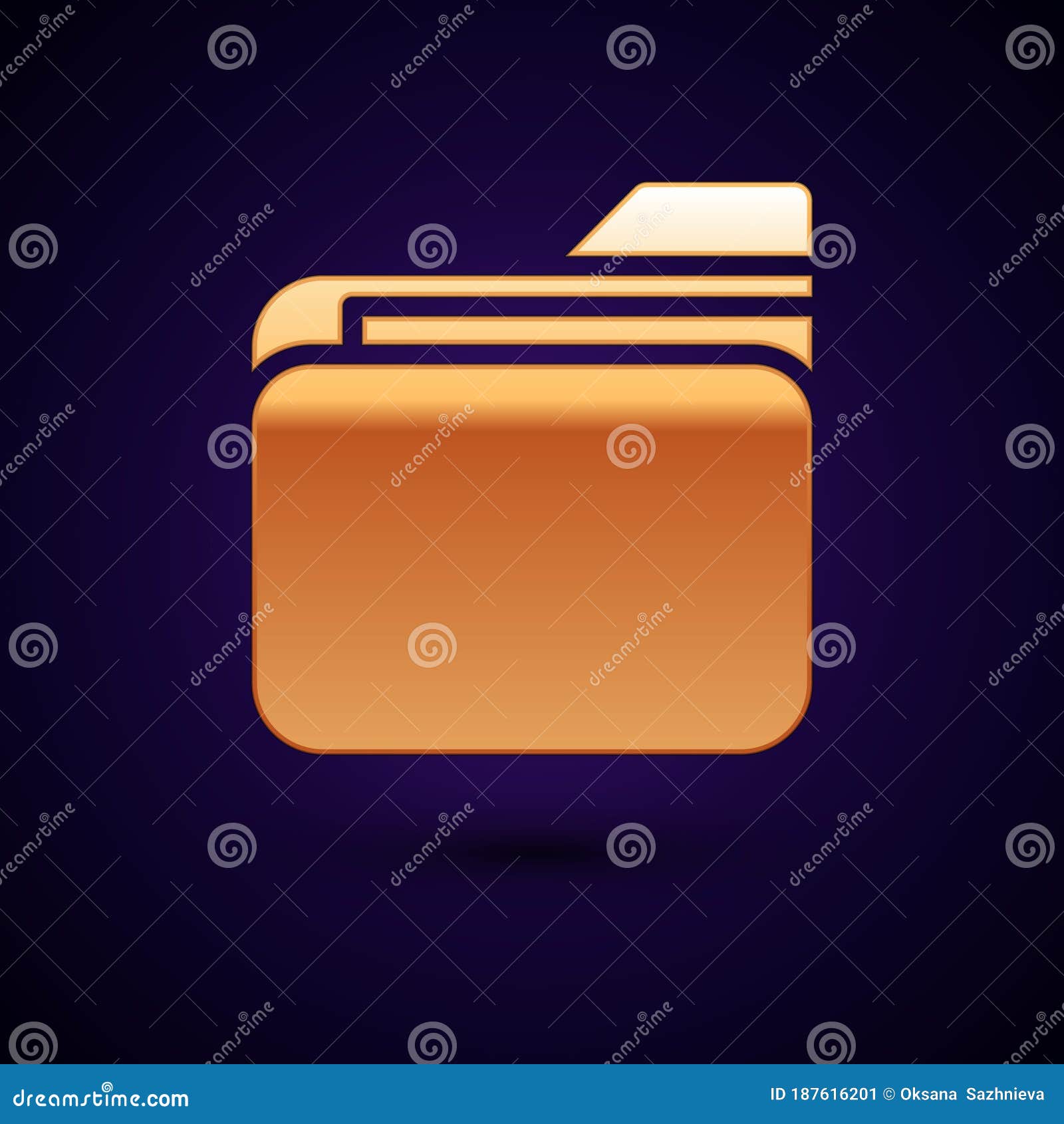 Gold Document Folder Icon Isolated On Black Background. Accounting ...