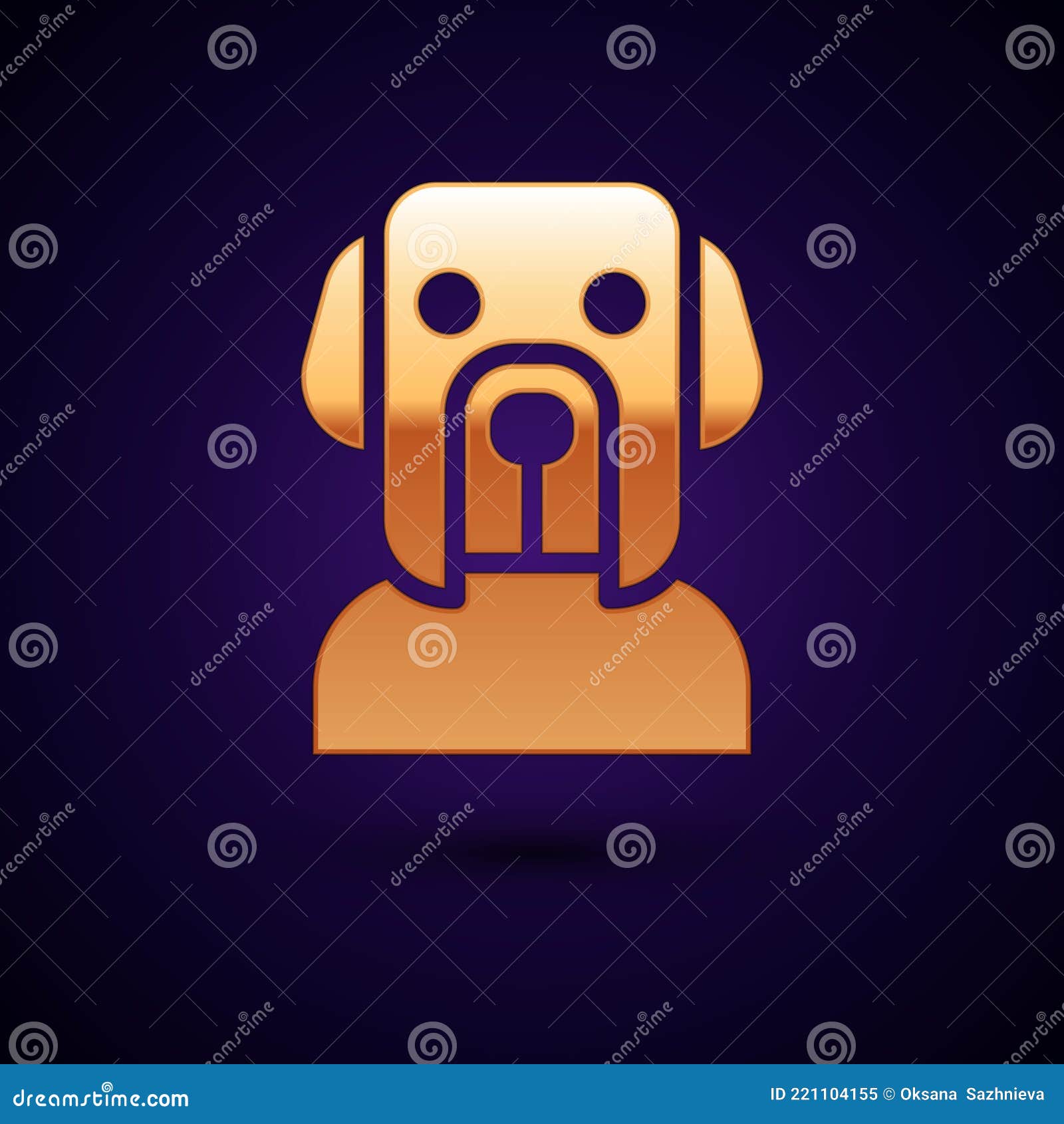 Gold Dog Icon Isolated on Black Background. Vector Stock Illustration ...
