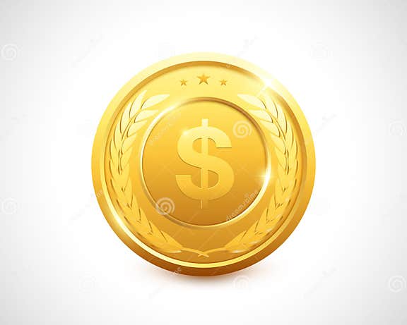 Gold Dollar Coin Vector Illustration Stock Vector - Illustration of ...