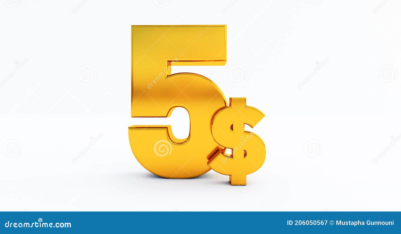Gold 5 Dollar Price Symbol Isolated on White Background. Stock ...