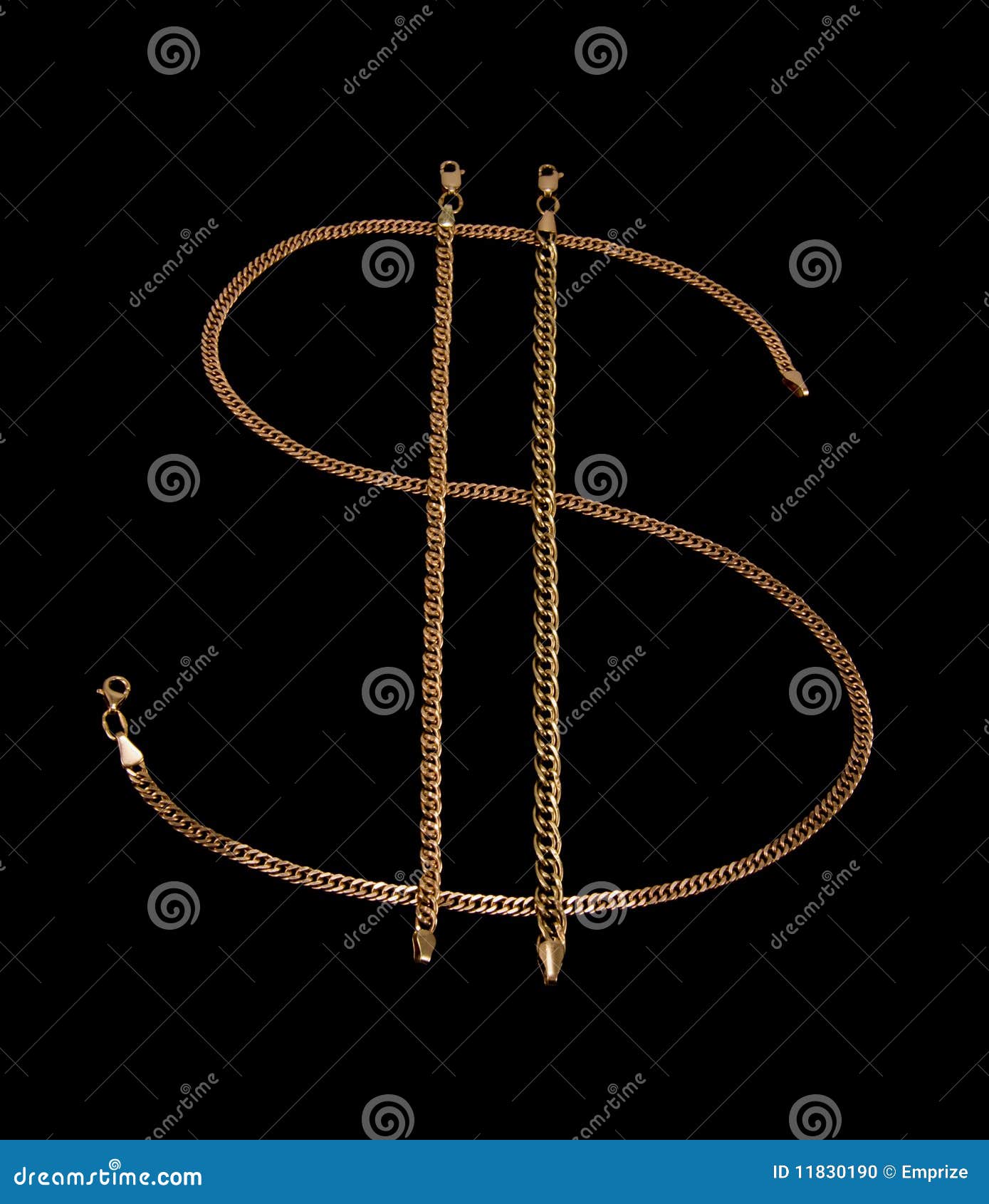 Gold dollar sign stock photo. Image of gold, chain, bracelet - 11830190