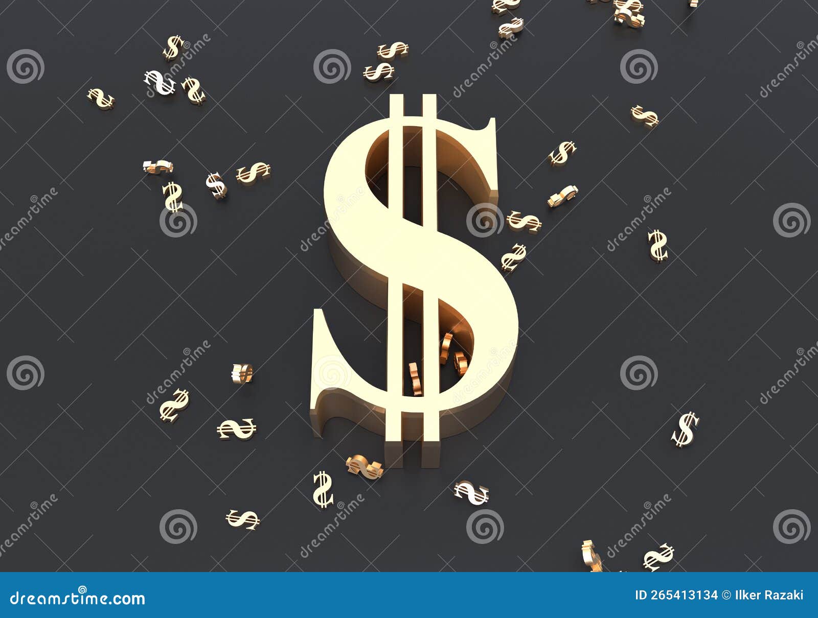 Gold Dollar Sign stock illustration. Illustration of symbol - 265413134