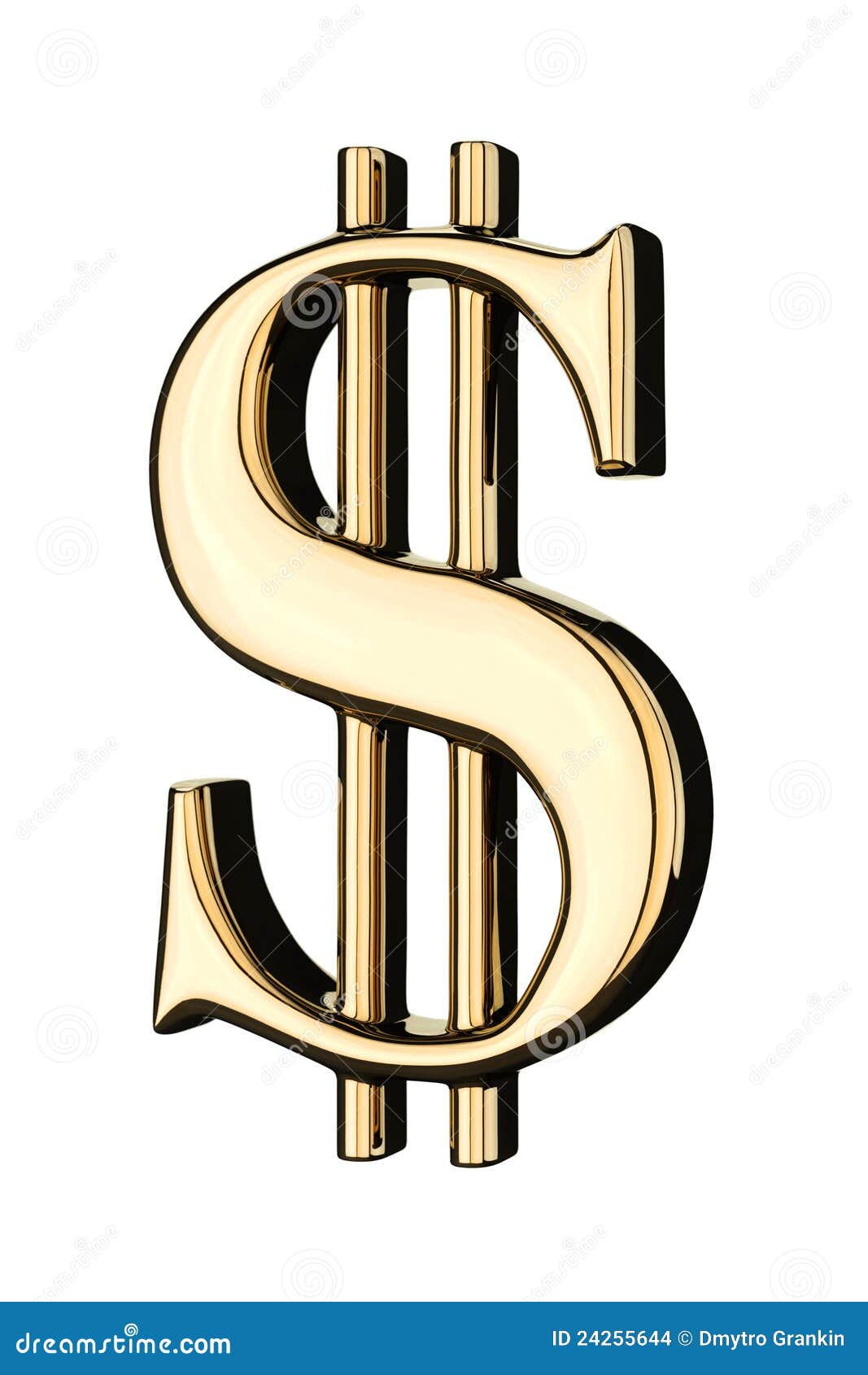 Gold Dollar Sign Isolated on White Stock Illustration - Illustration of ...