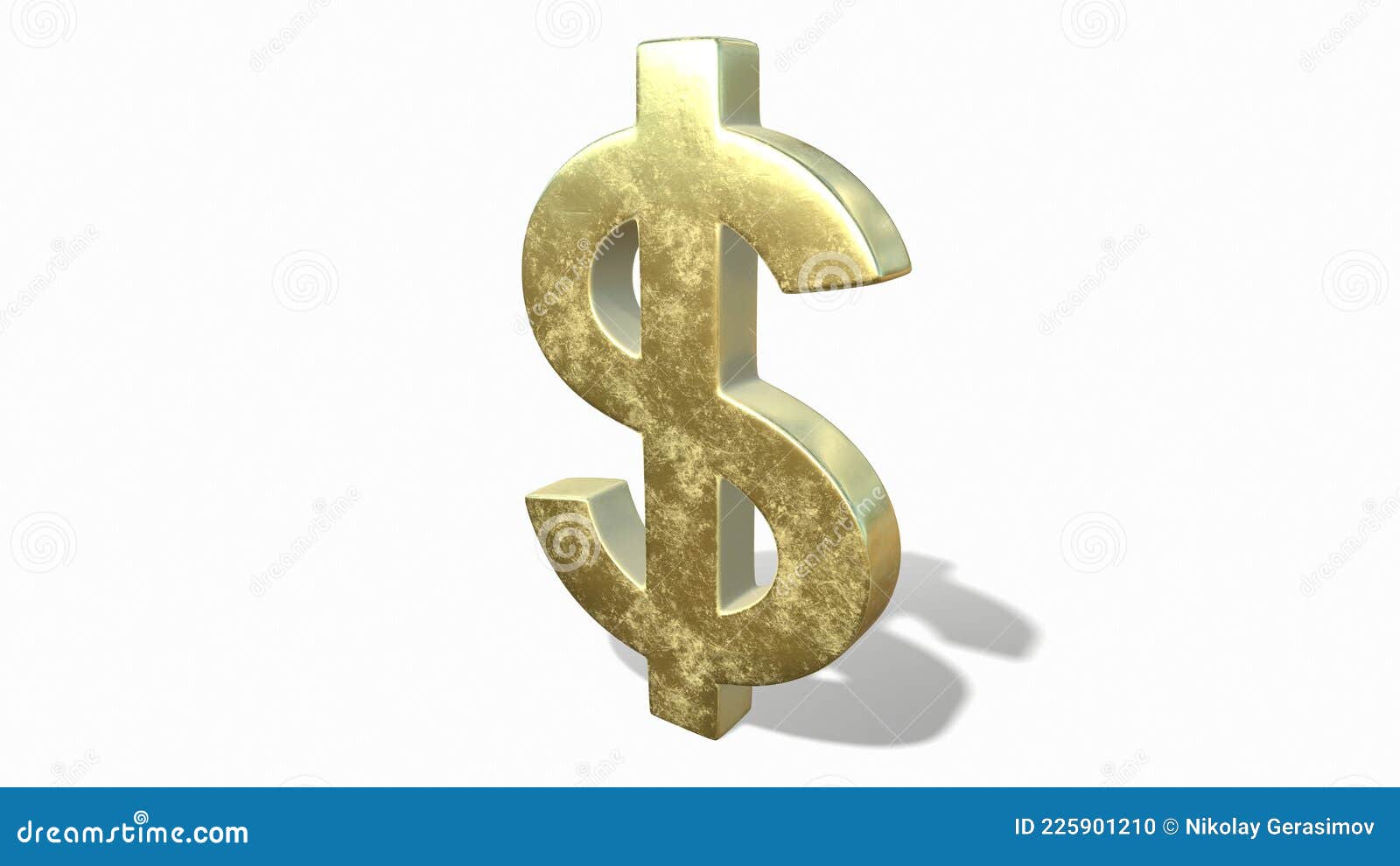 Gold Dollar Sign on a White Background 3d-rendering Stock Illustration ...