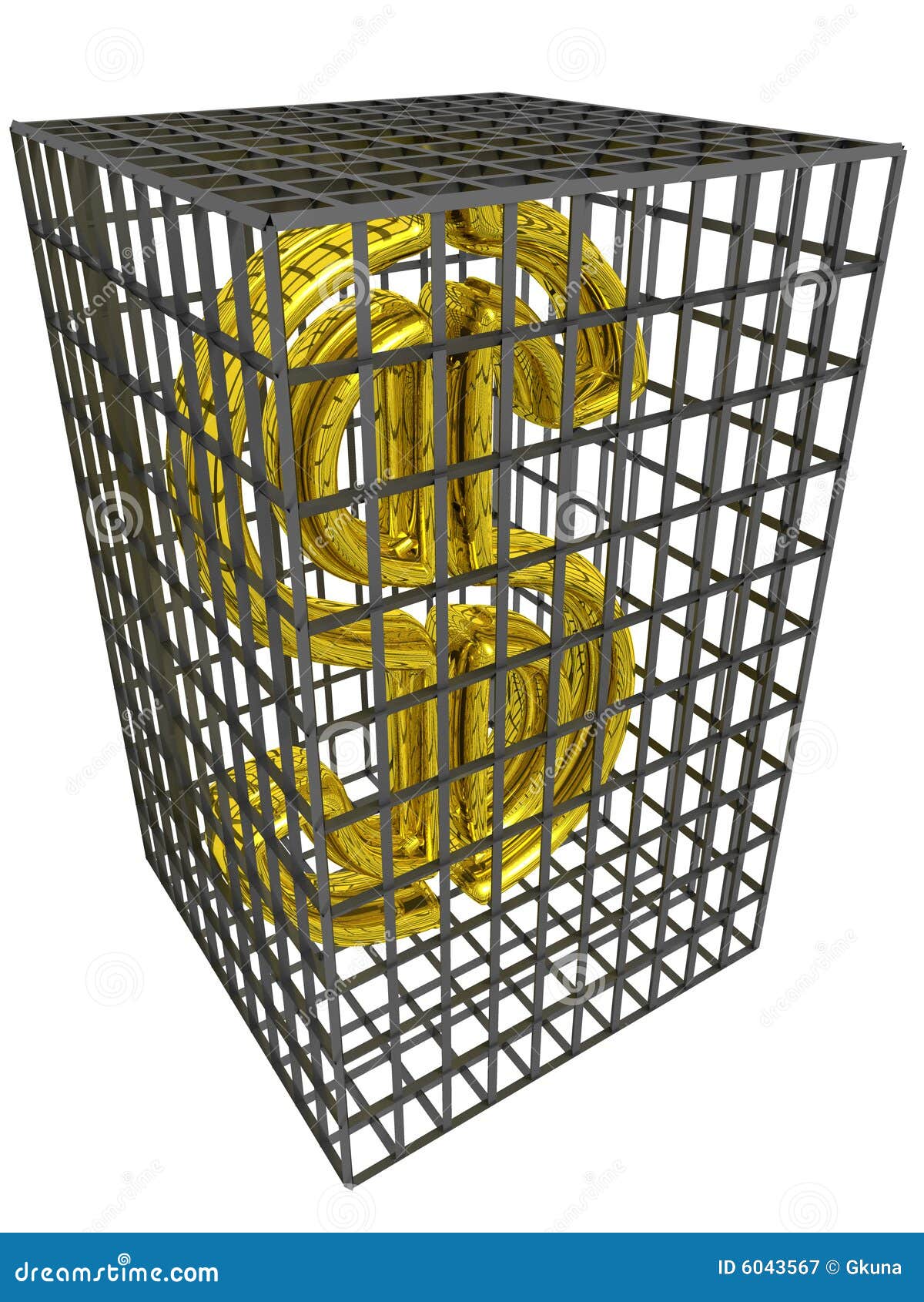 Steel Cage, Prison Cell With Family. 3D Rendering Stock Photography ...