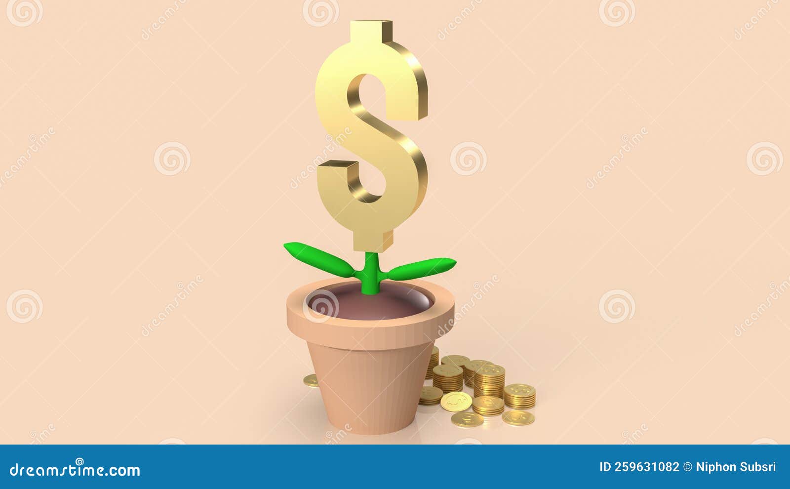 The Gold Dollar Symbol Tree for Business Concept 3d Rendering Stock ...