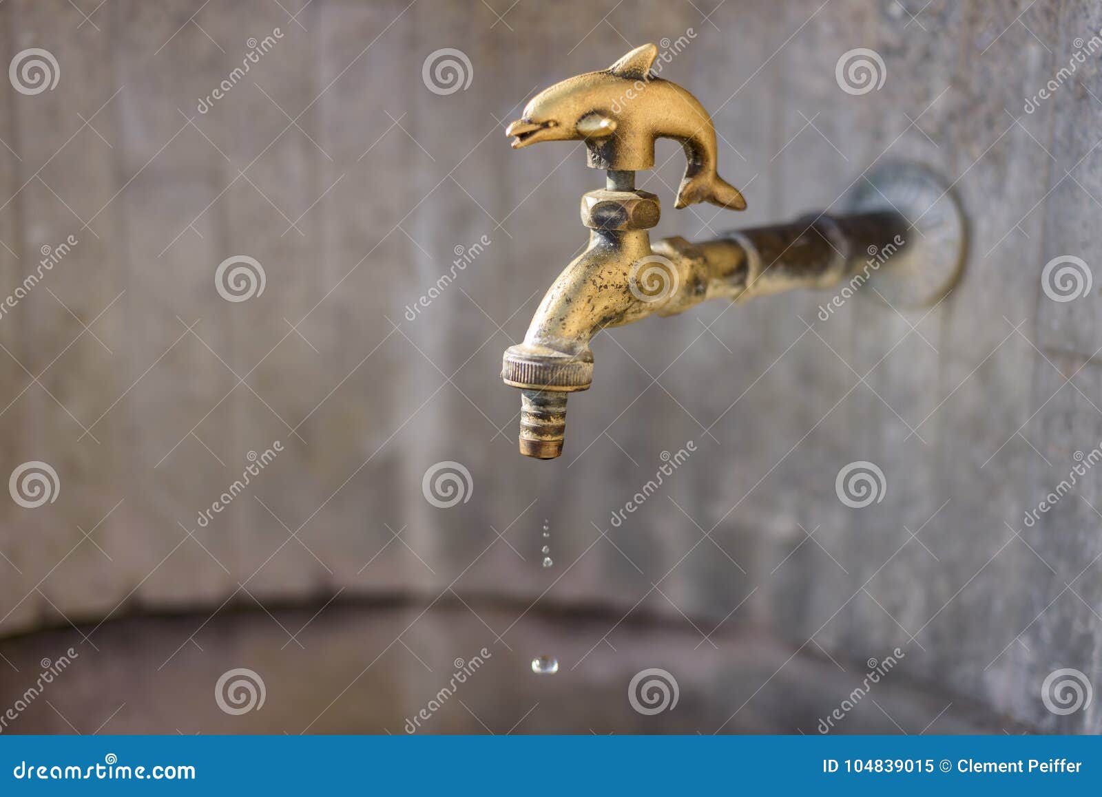 Dolphin tap with drops stock image. Image of design - 104839015