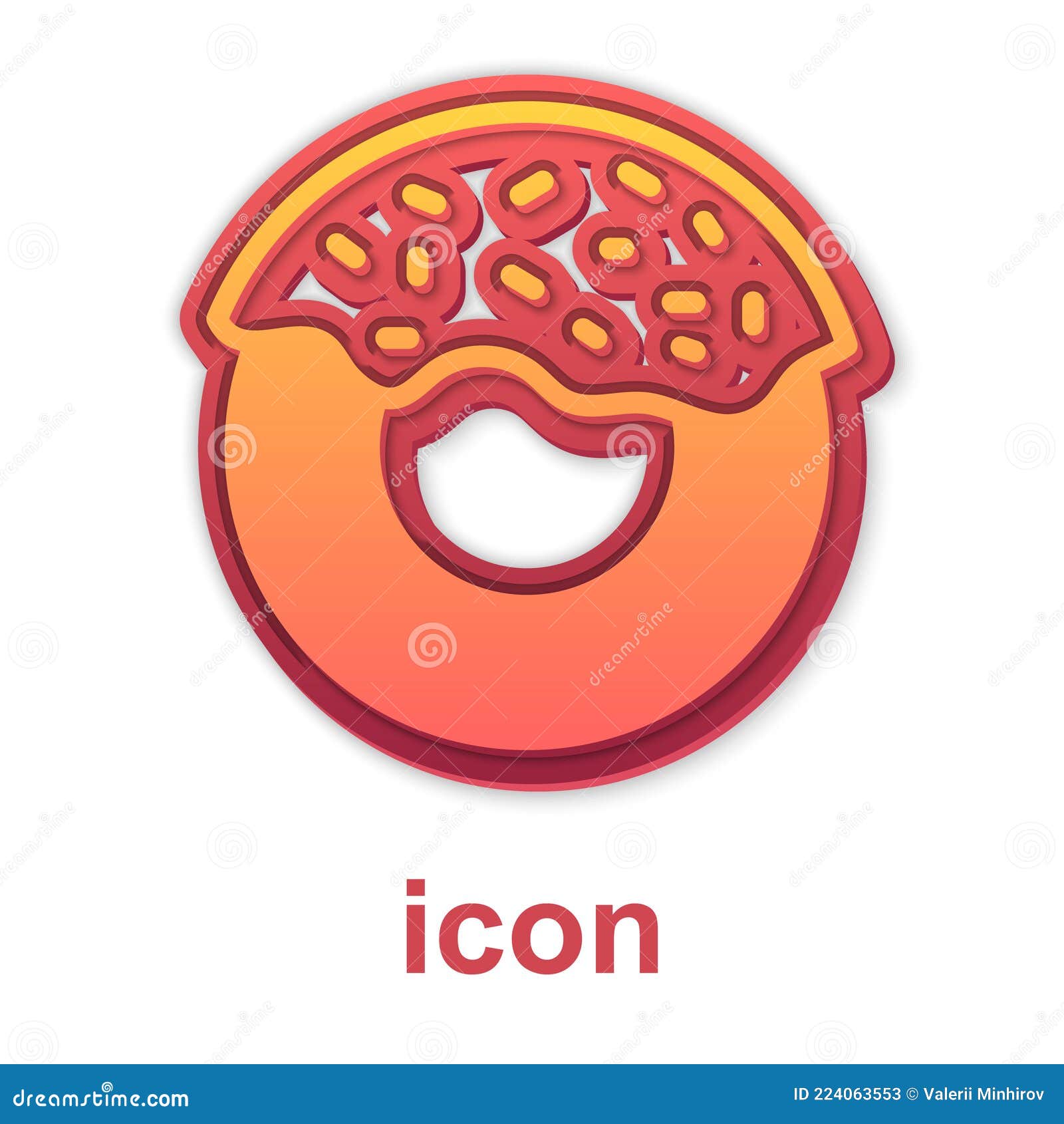 Gold Donut Button Template With Metal Texture. Cartoon Vector ...