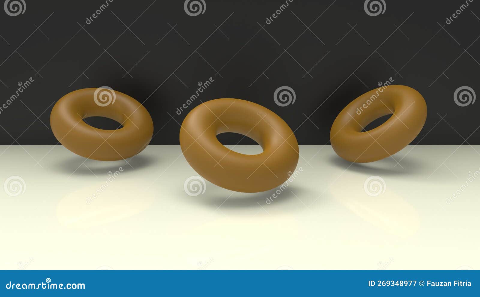 Gold Donuts or Rings 3d Rendered Object in a Studio Backdrop. Stock ...