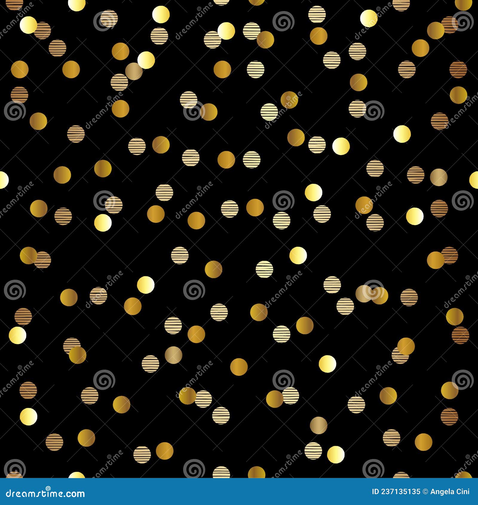 Gold Dot Elegant Pattern Design on Black Background Stock Vector ...
