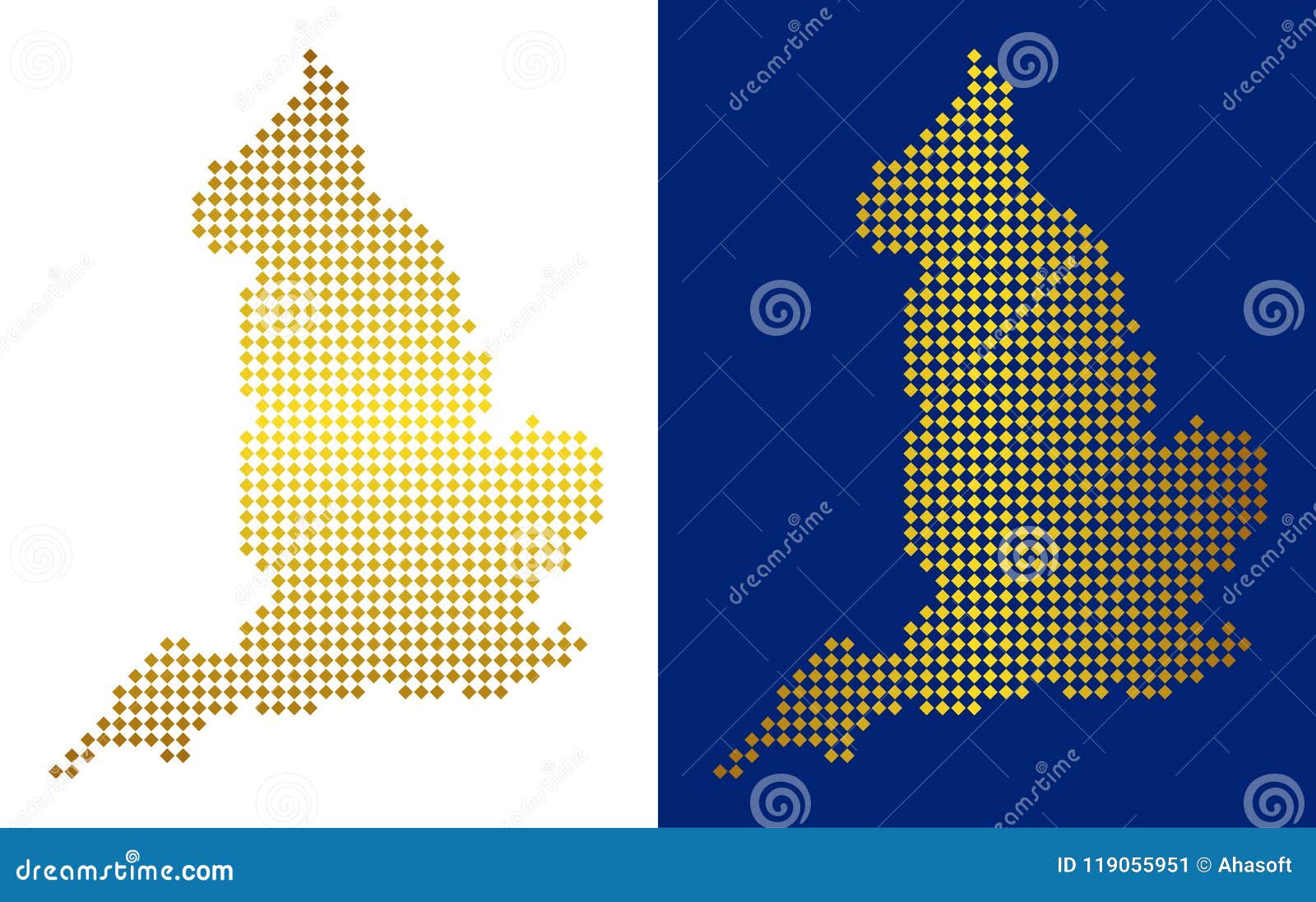 Golden Dot England Map stock vector. Illustration of bright - 119055951
