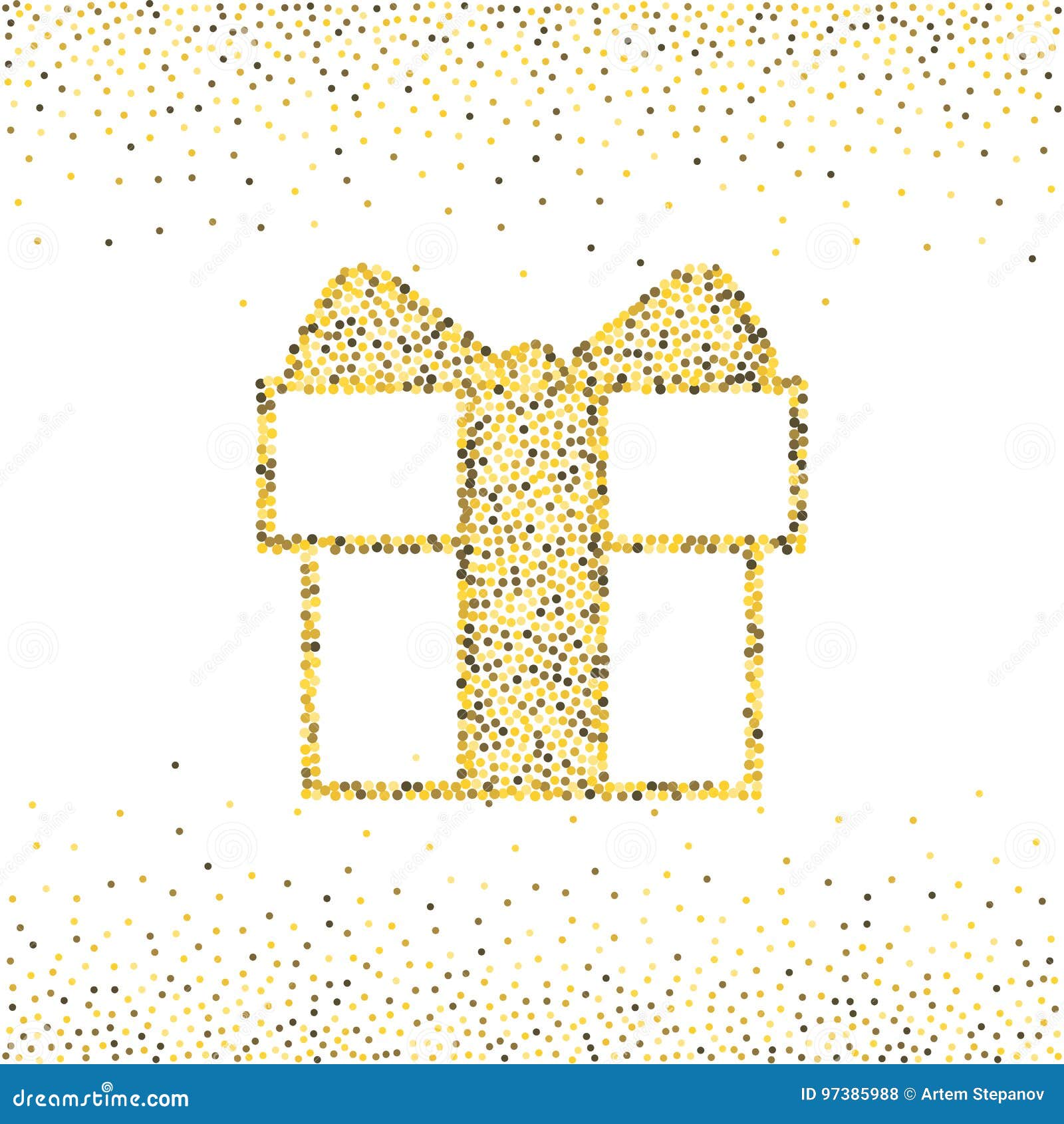 Gold Dotted Gift Box stock vector. Illustration of design - 97385988