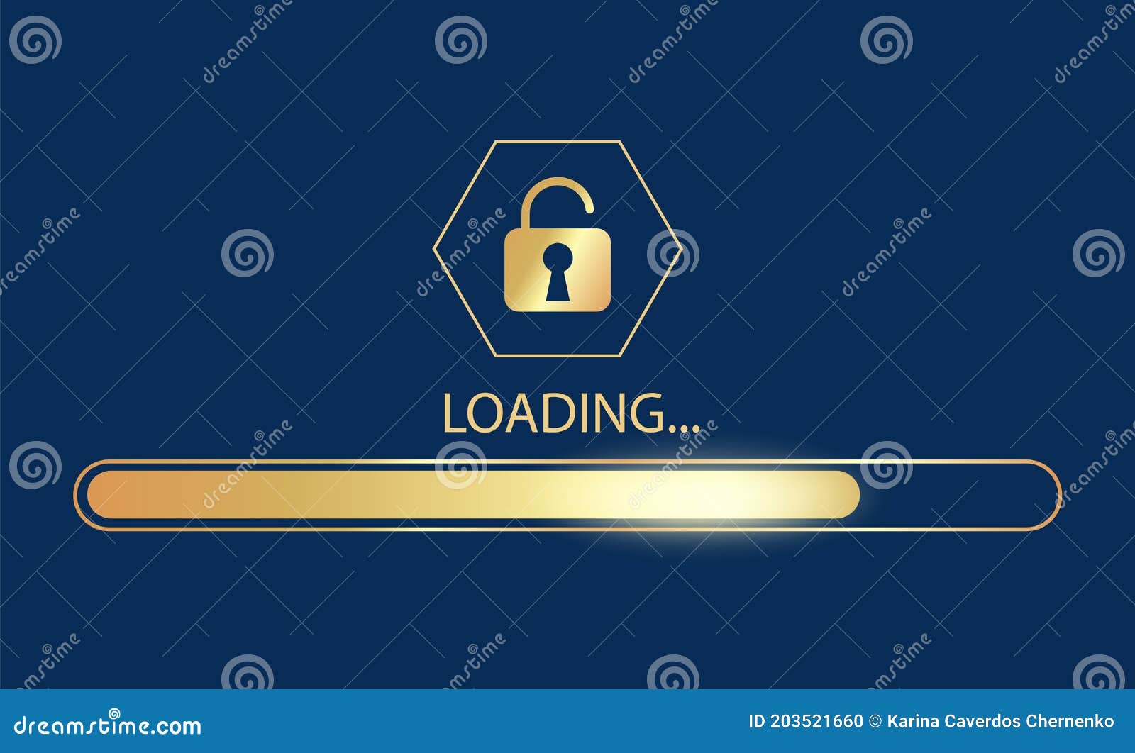 Gold Loading Icon Isolated on a Blue Background. Stock Vector ...