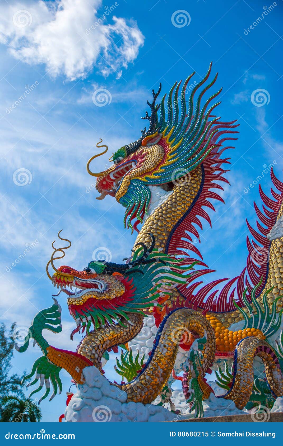 Gold dragon on sky blue stock image. Image of dragon - 80680215