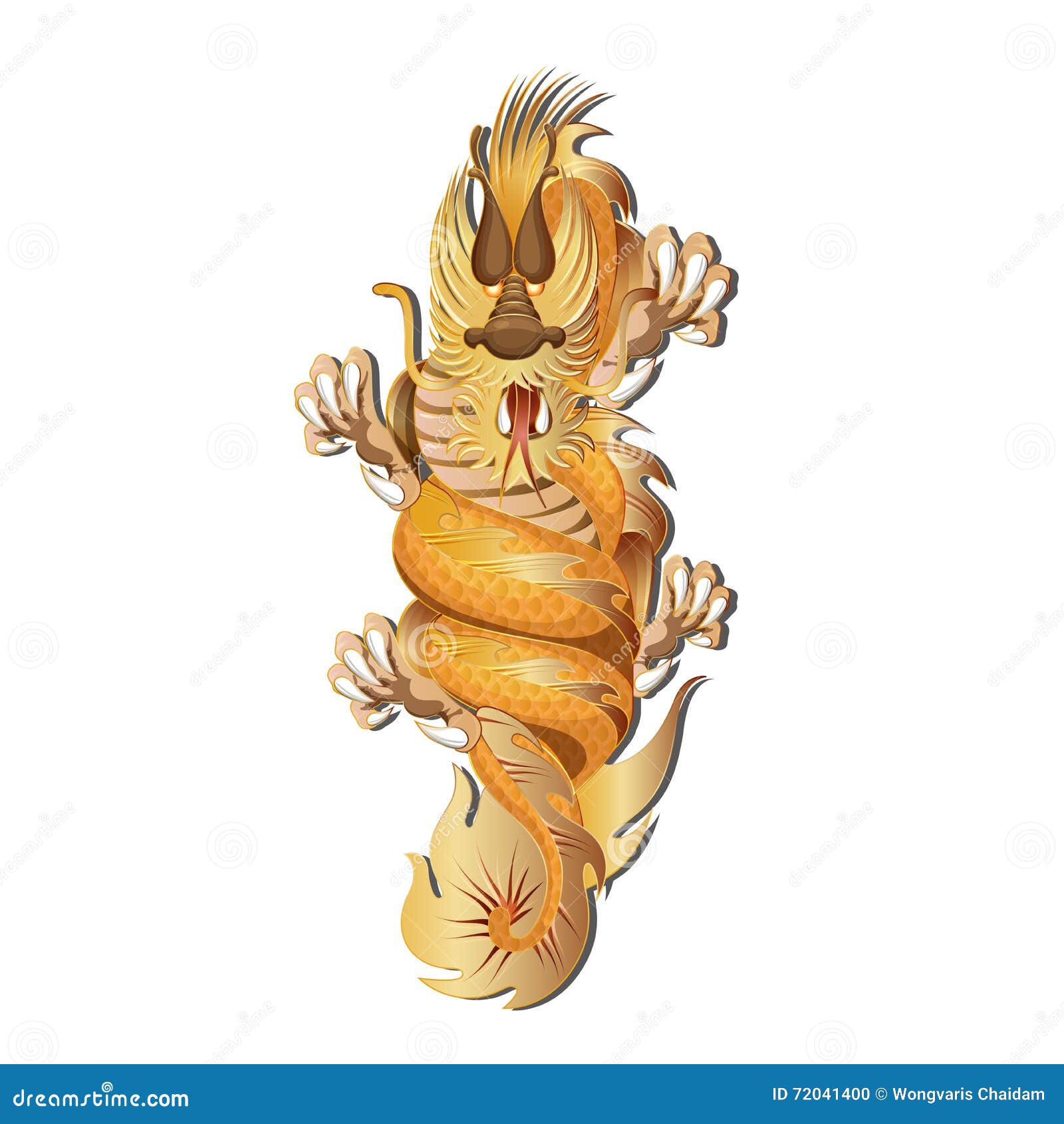 Gold Dragon stock vector. Illustration of ancient, dragon - 72041400